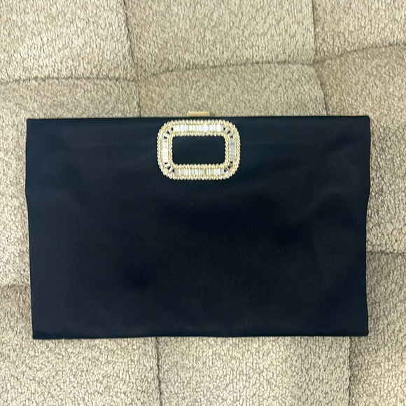 Roger Vivier | Bags | Roger Vivian Black Satin Clutch Bag | Poshmark